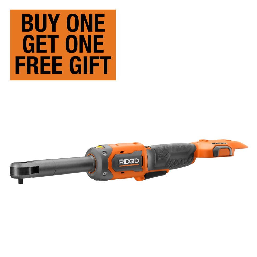 RIDGID 18V Brushless Cordless 1/4 in. Extended Reach Ratchet (Tool Onl ...