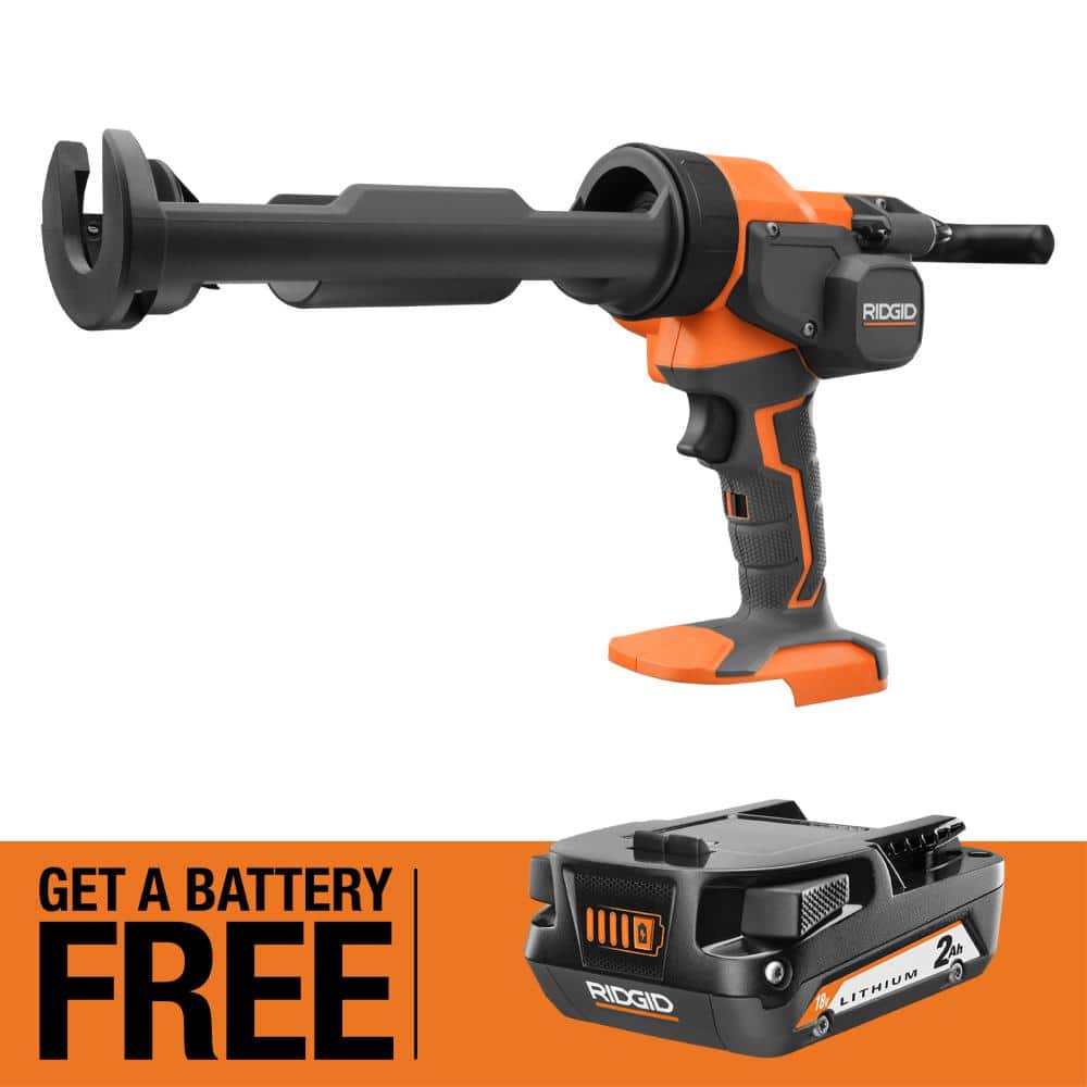 RIDGID 18V Cordless 10 oz. Caulk Gun and Adhesive Gun with FREE 2.0 Ah ...