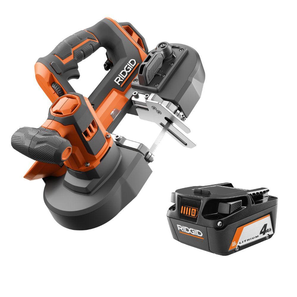 RIDGID 18V Compact Band Saw with 32-7/8 in. Blade and 4.0 Ah Lithium-I ...