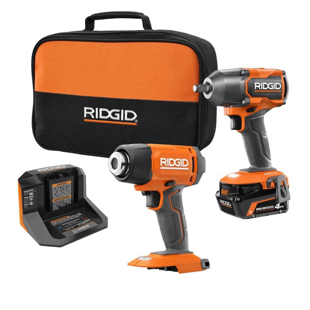 RIDGID 18V Cordless 2-Tool Combo Kit w/ Brushless 1/2 in. Impact Wrenc ...