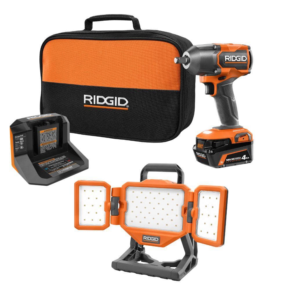 RIDGID 18V Cordless 2-Tool Combo Kit w/ Brushless 1/2 in. Impact Wrenc ...