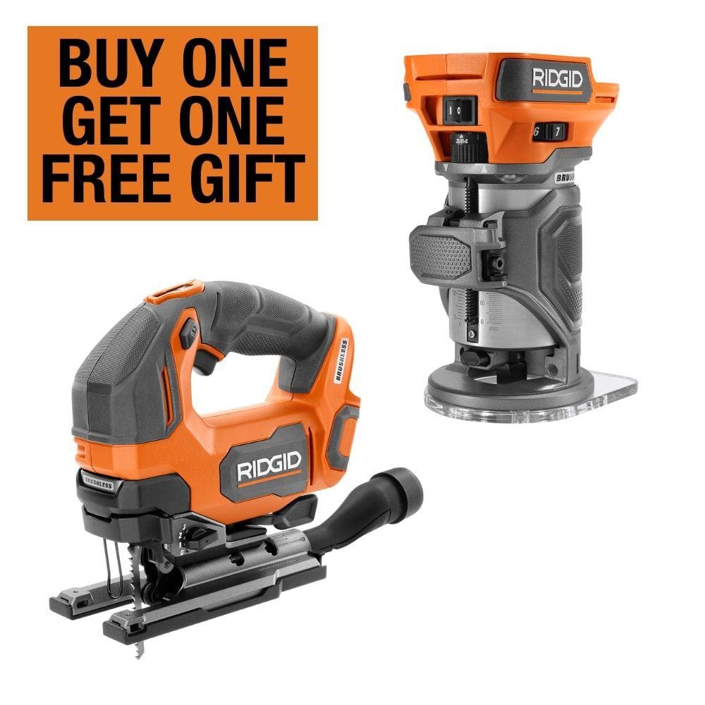 RIDGID 18V Brushless 2-Tool Combo Kit with Compact Trim Router and Jig ...