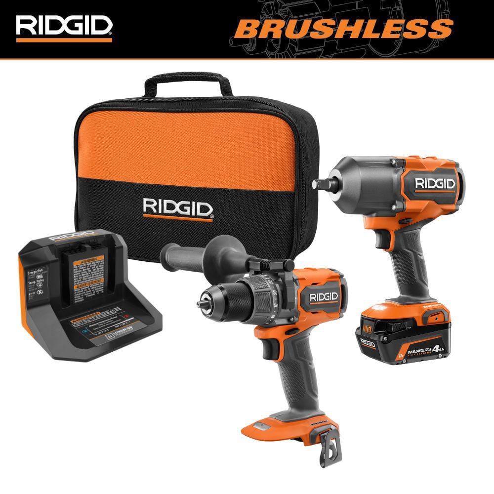 RIDGID 18V Brushless Cordless 2-Tool Combo Kit with High-Torque Impact ...