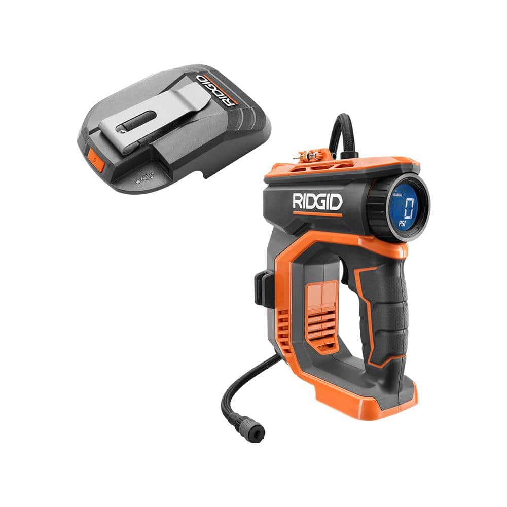 RIDGID 18V Cordless High Pressure Inflator and Portable Power Source w ...