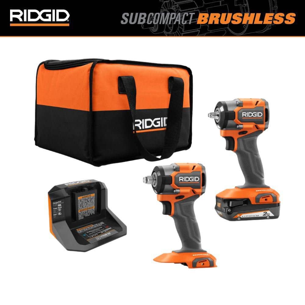 RIDGID 18V SubCompact Brushless 2-Tool Combo Kit with (2) 2.0 Ah Batte ...