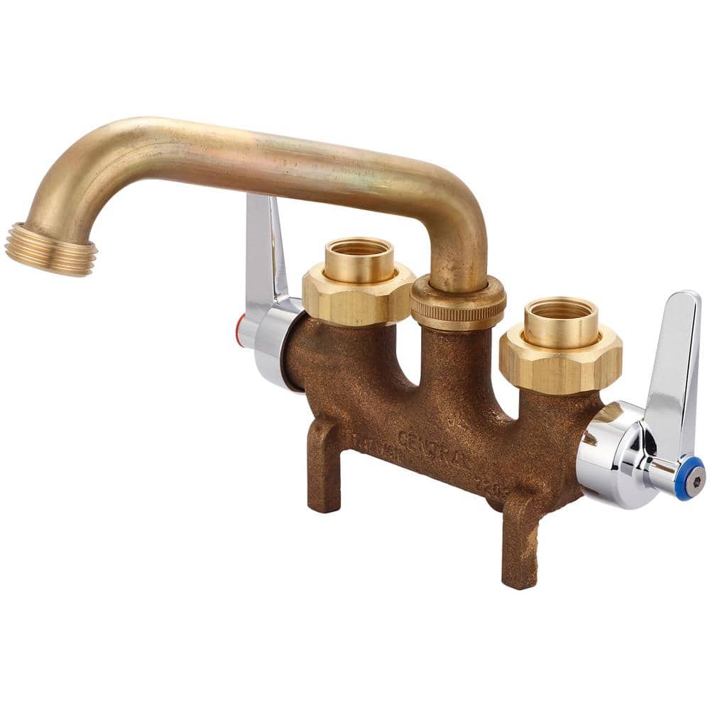Central Brass 2-Handle Centerset Laundry Utility Faucet in Rough Brass ...
