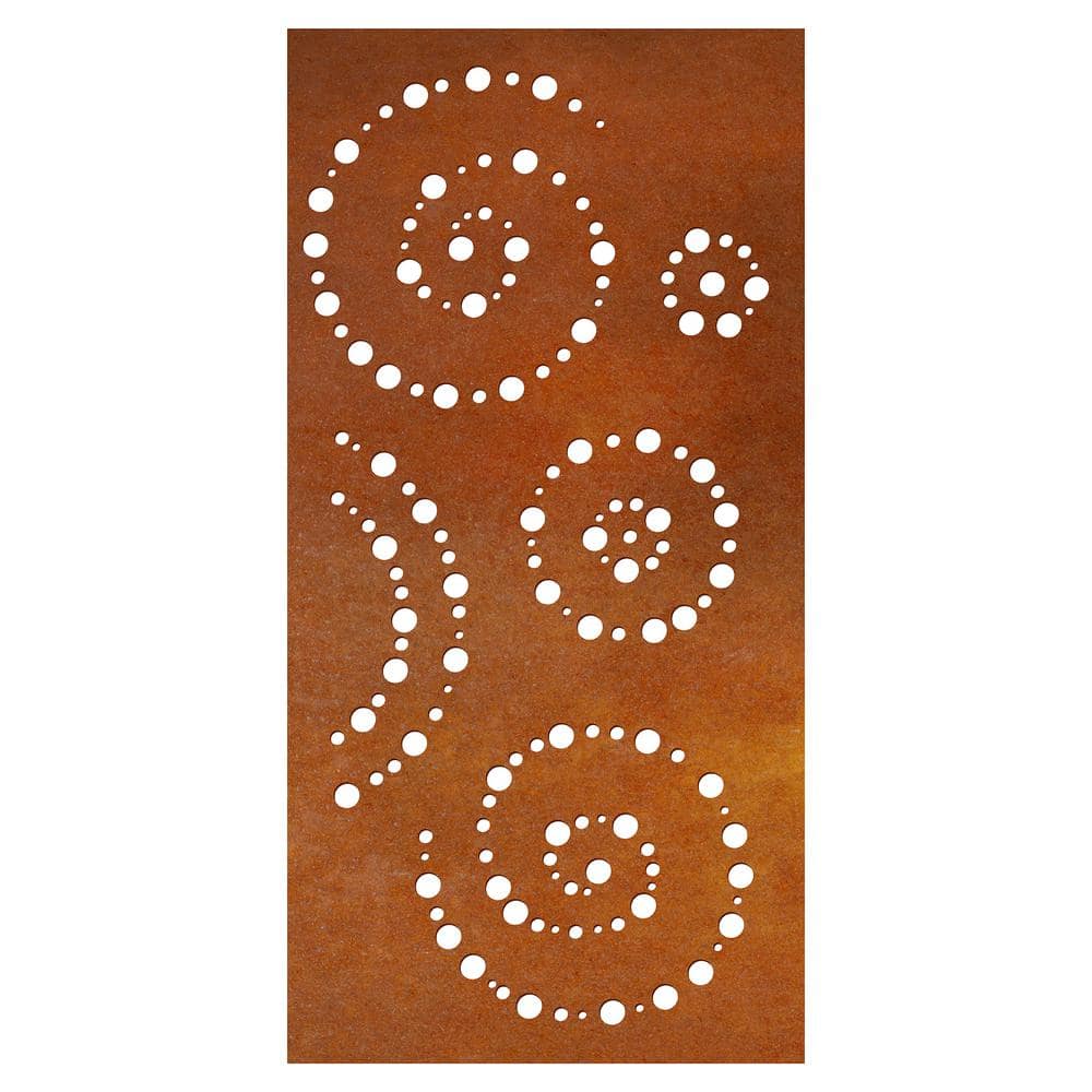 OUTDECO Spiral 3 ft. x 6 ft. Oxy-Shield Corten Steel Decorative Screen ...