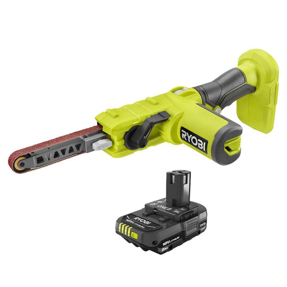 RYOBI ONE+ 18V Cordless 1/2 in. x 18 in. Belt Sander with 2.0 Ah Batte ...