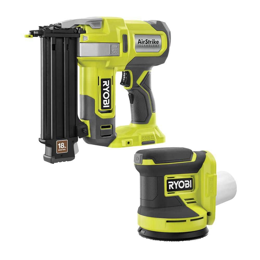 RYOBI ONE+ 18V 18-Gauge Cordless AirStrike Brad Nailer with Cordless 5 ...
