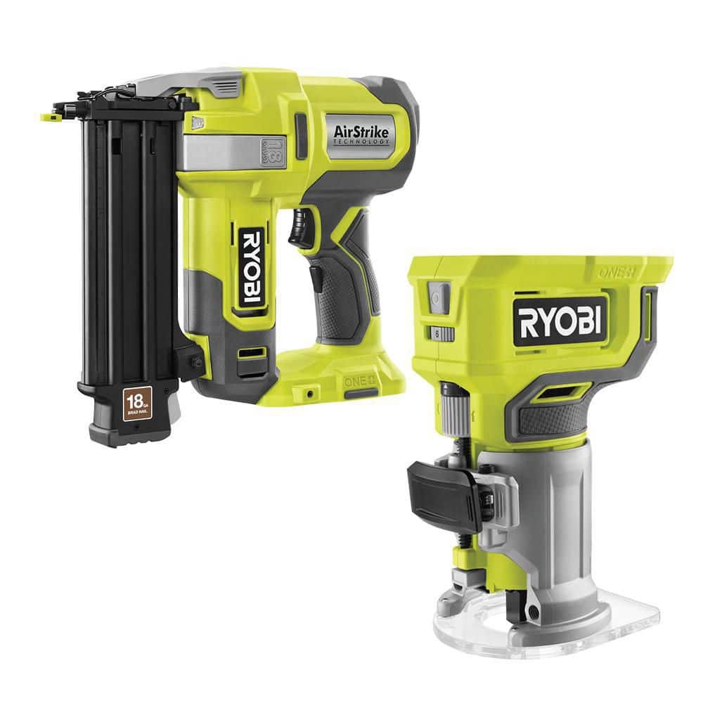 RYOBI ONE+ 18V 18-Gauge Cordless AirStrike Brad Nailer with Compact Fi ...