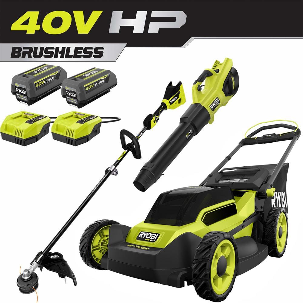 RYOBI 40V HP Brushless 20 in. Cordless Battery Walk Behind Push Mower ...