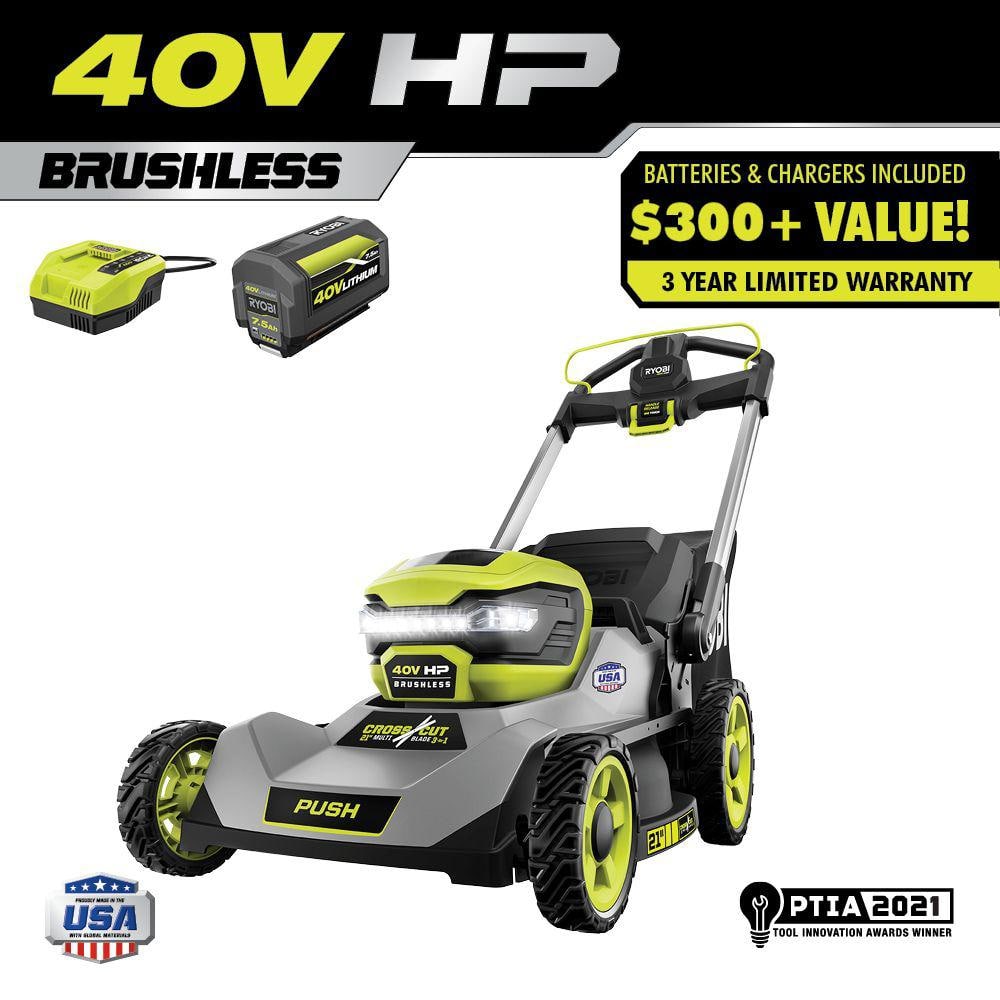 RYOBI 40V HP Brushless 21 in. Battery Walk Behind Multi-Blade Push Law ...