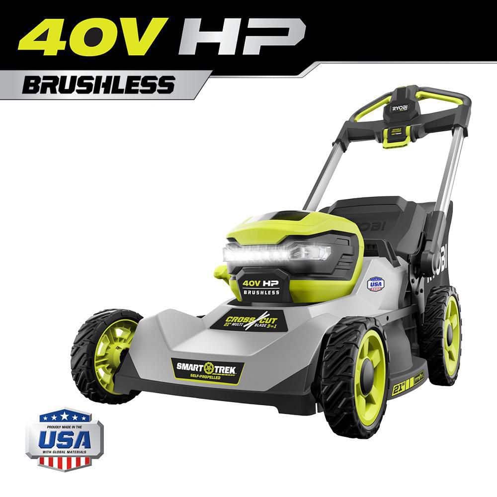 RYOBI 40-Volt HP Brushless 21 in. Cordless Battery Walk Behind Dual-Bl ...
