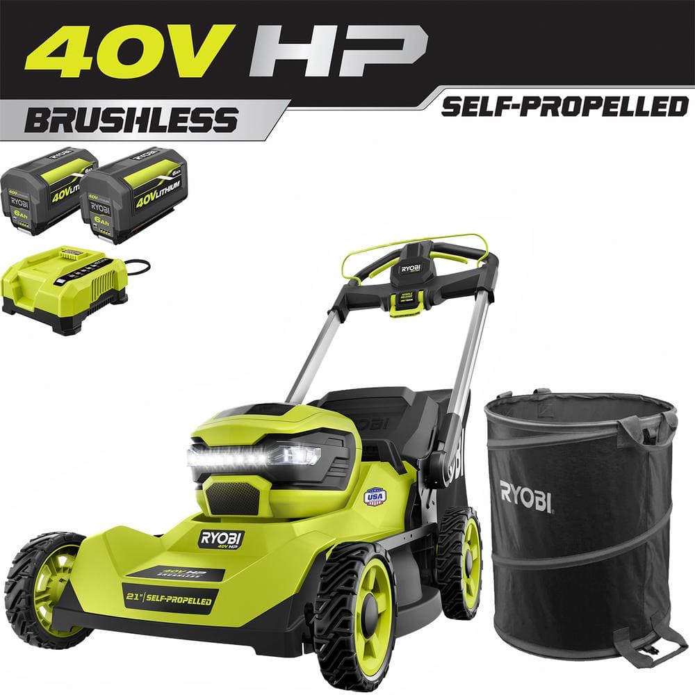 RYOBI 40V HP Brushless 21 in. Cordless Battery Walk Behind Self-Propel ...