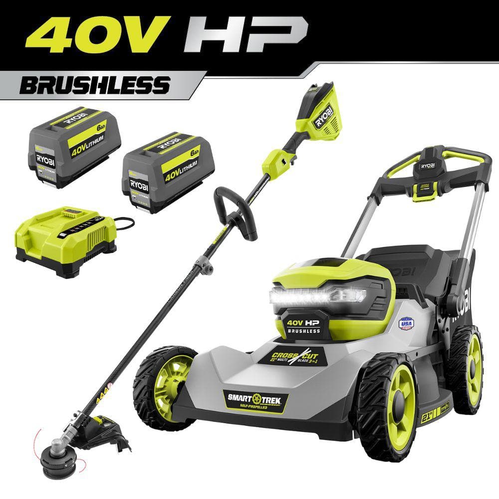 RYOBI 40-Volt HP Brushless 21 in. Cordless Walk Behind Multi-Blade Sel ...