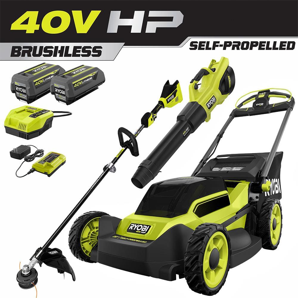 RYOBI 40V HP Brushless 20 in. Cordless Battery Walk Behind Self-Propel ...