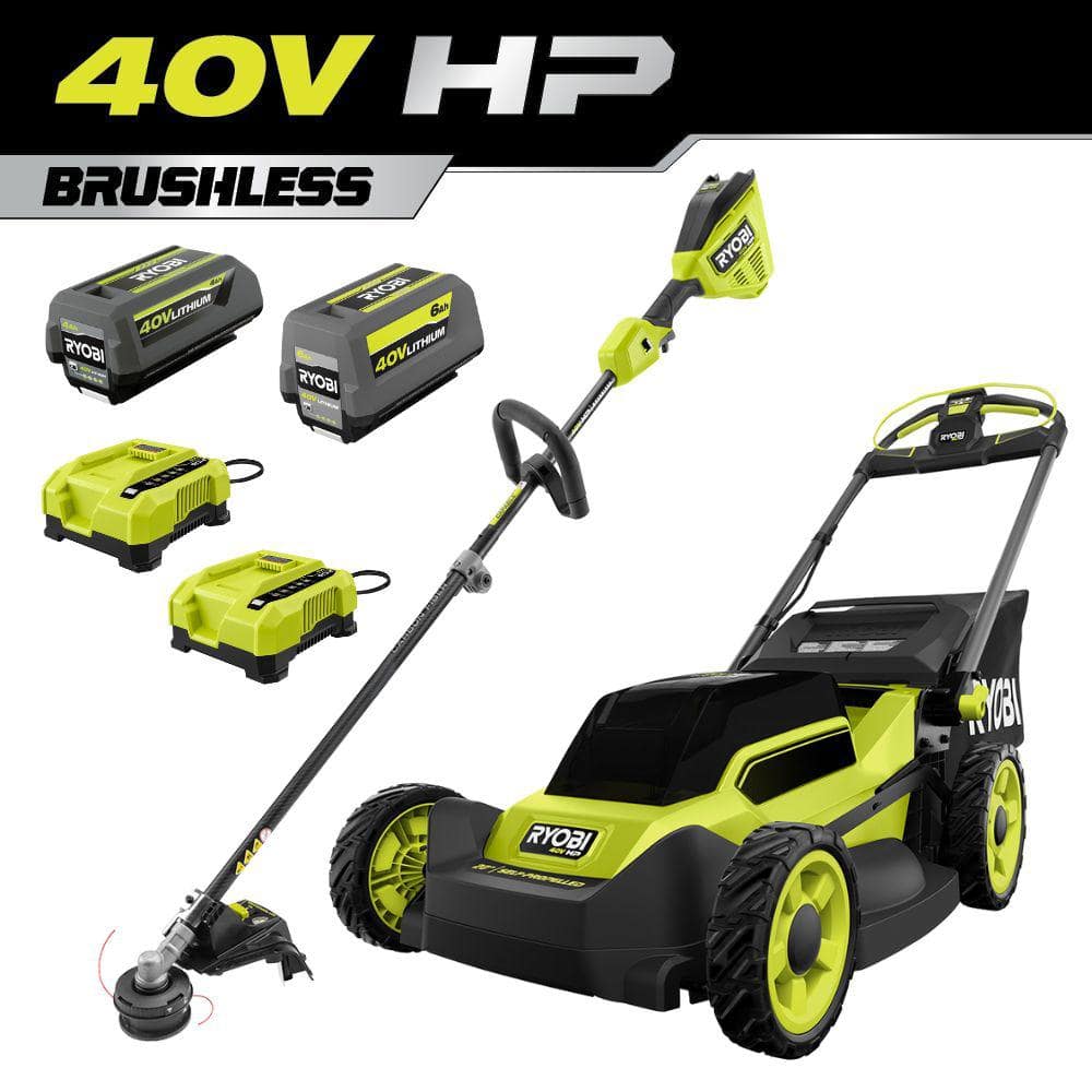 RYOBI 40-Volt HP Brushless 20 in. Cordless Electric Walk Behind Self-P ...