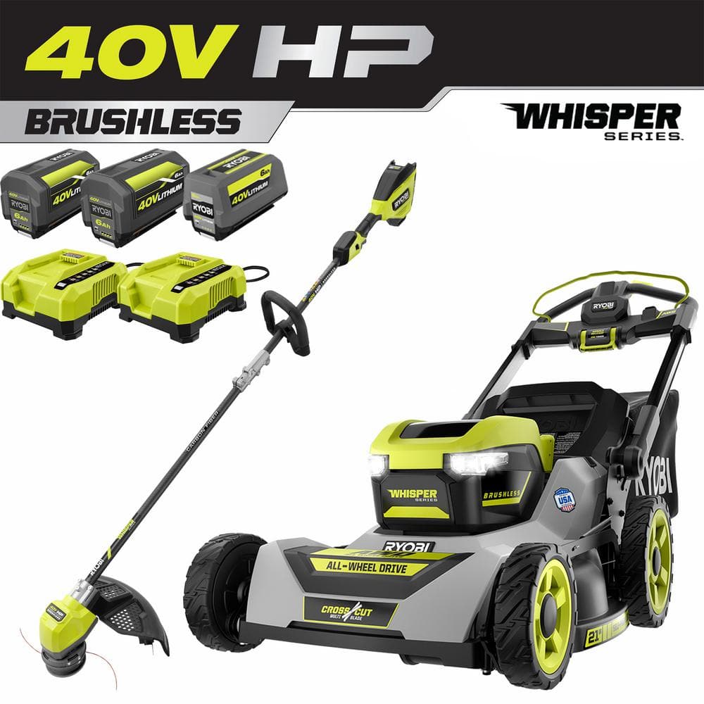 RYOBI 40-Volt HP Brushless Whisper Series 21 in. Walk Behind Self-Prop ...