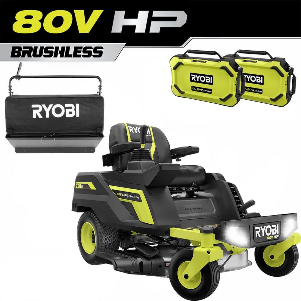 RYOBI 80V HP Brushless 30 in. Battery Electric Cordless Zero Turn Mowe ...