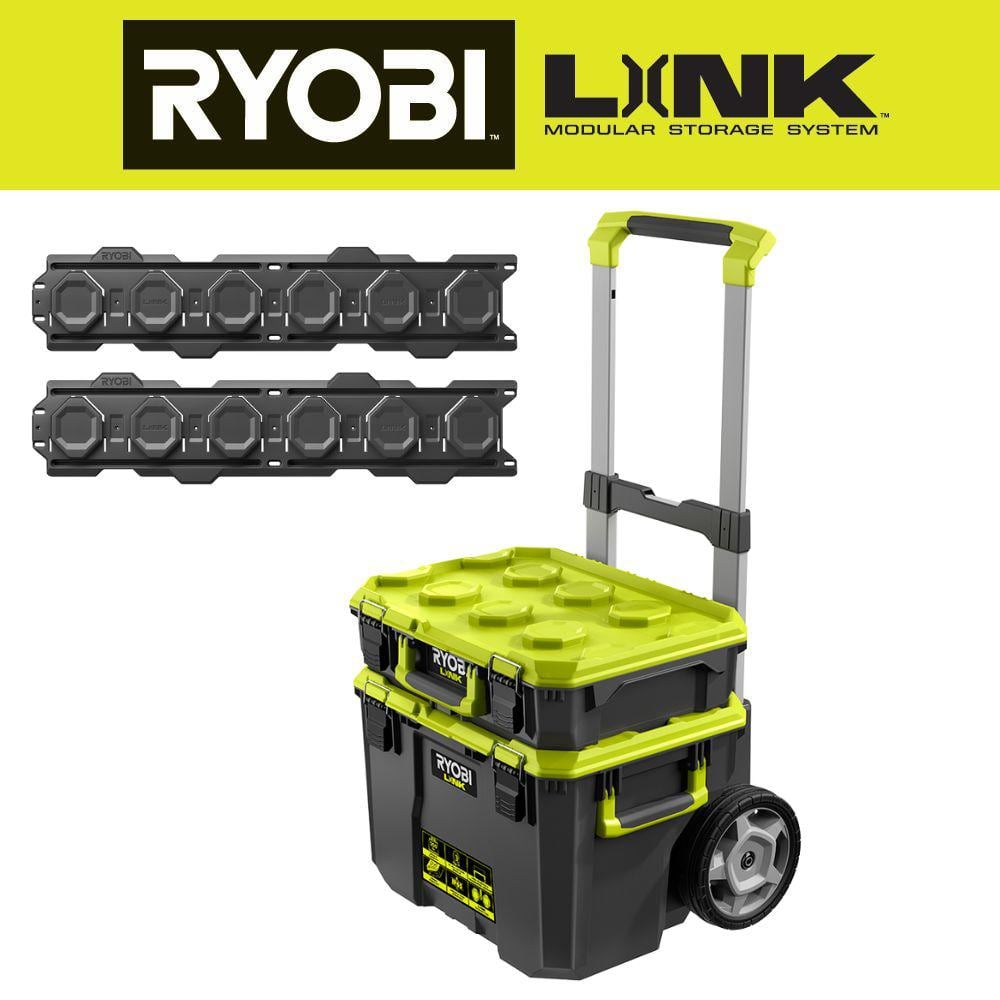 RYOBI LINK Rolling Tool Box and Standard Tool Box with Wall Rail (2-Pa ...