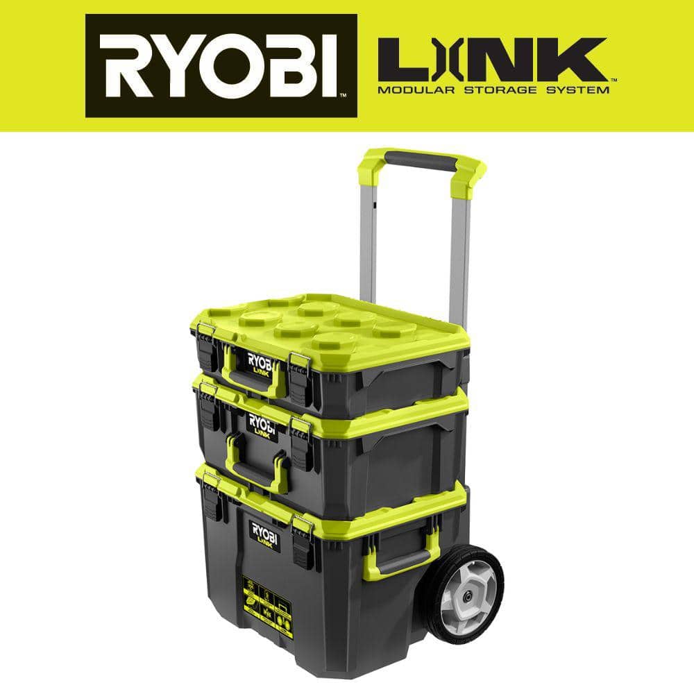 RYOBI 22.2 in. LINK Rolling Tool Box with LINK Medium Tool Box and LIN ...