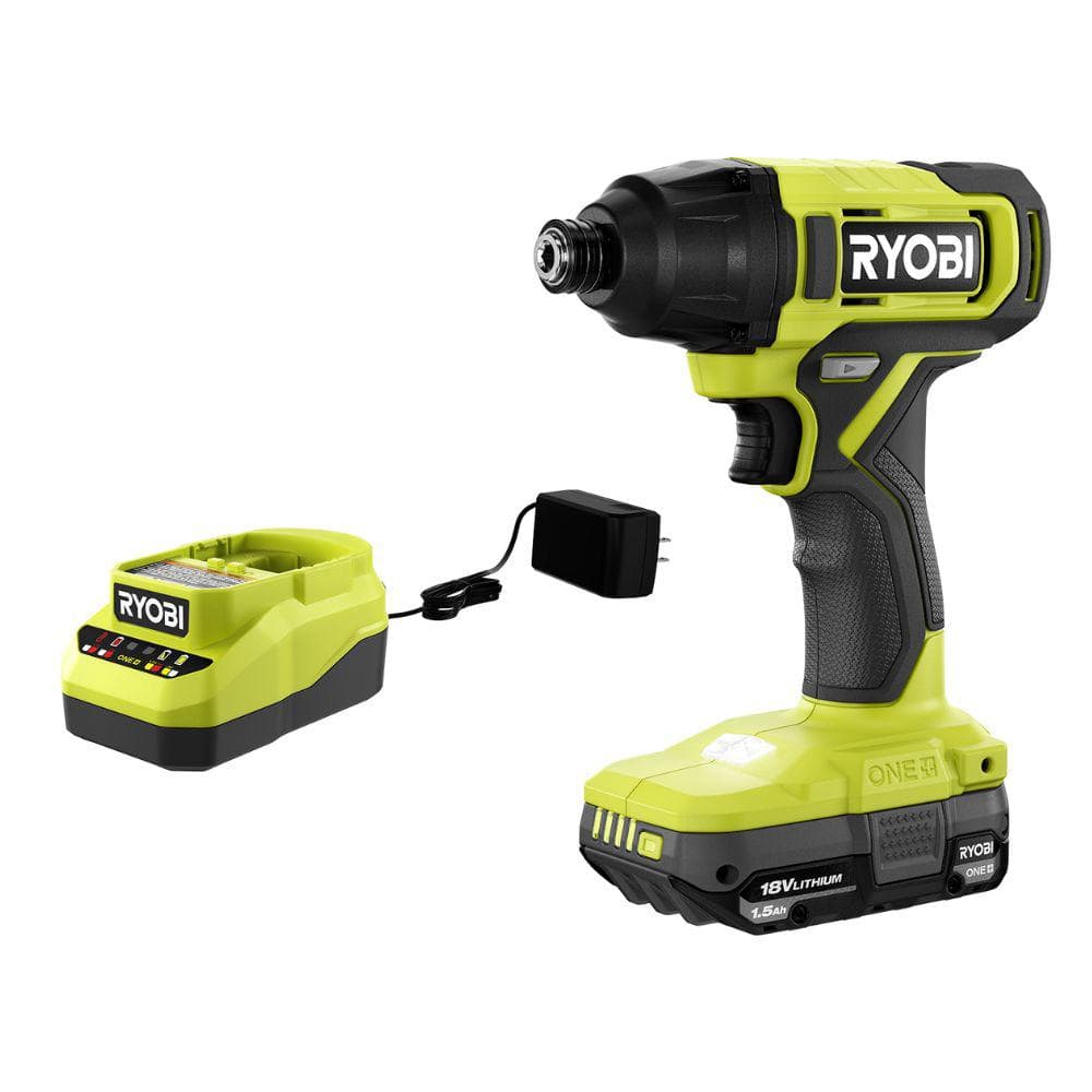 RYOBI ONE+ 18V Cordless 1/4 in. Impact Driver Kit with 1.5 Ah Battery ...