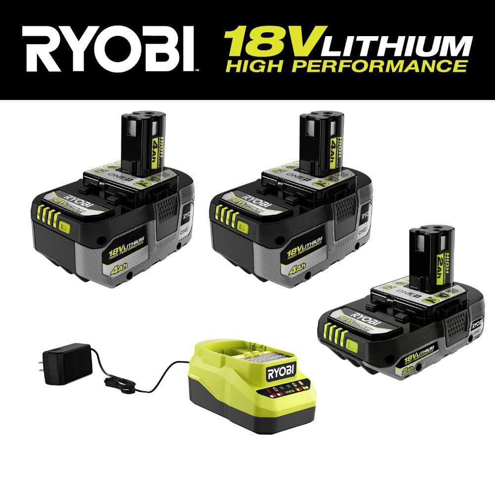RYOBI ONE+ 18V Lithium-Ion HIGH PERFORMANCE Starter Kit with 2.0 Ah Ba ...