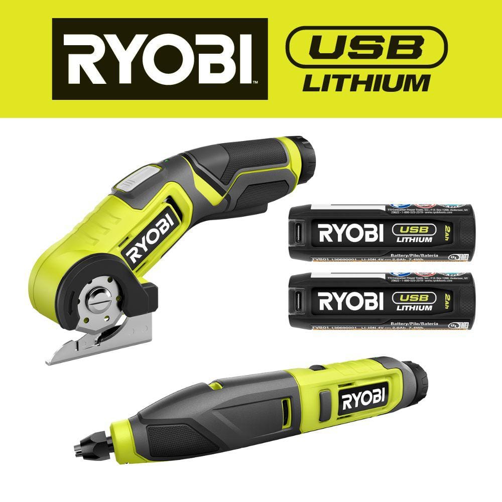 RYOBI USB Lithium 2-Tool Combo Kit with Power Cutter, Power Carver, (2 ...