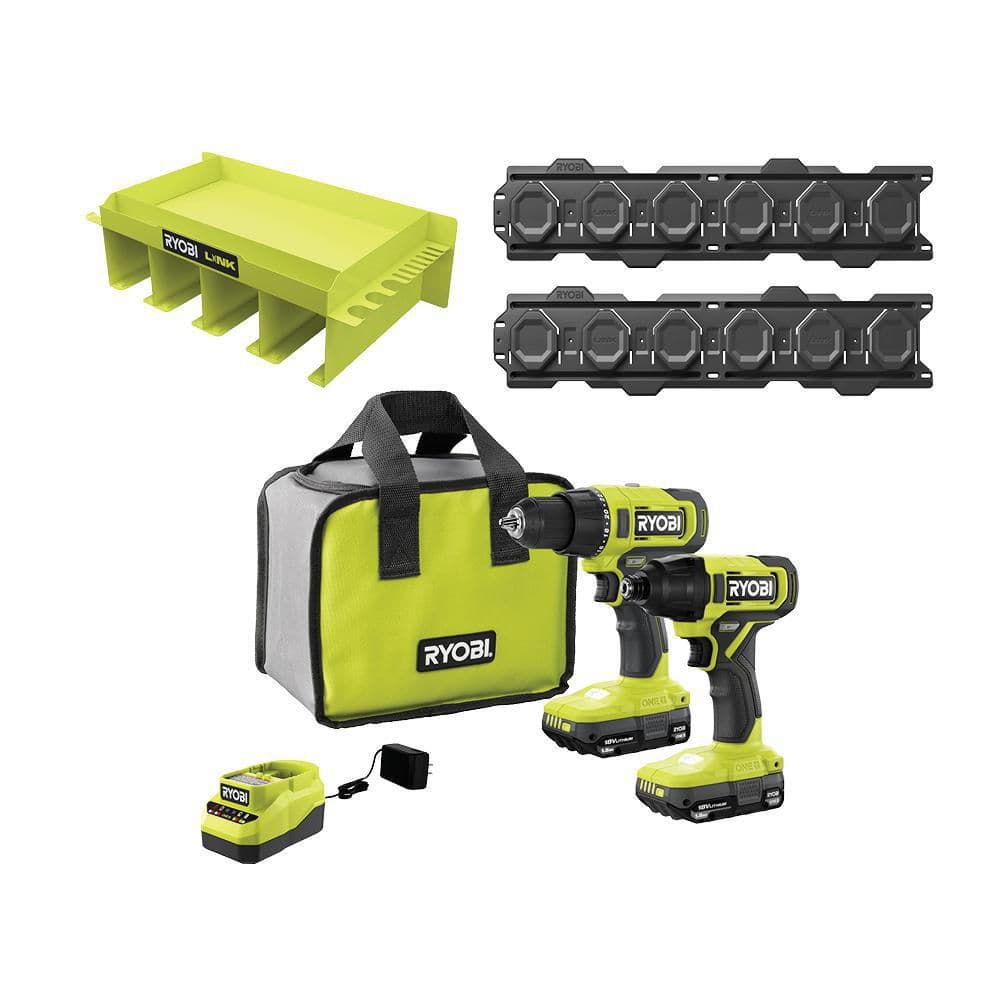 RYOBI ONE+ 18V Cordless 2-Tool Combo Kit w/ Drill/Driver, Impact Drive ...