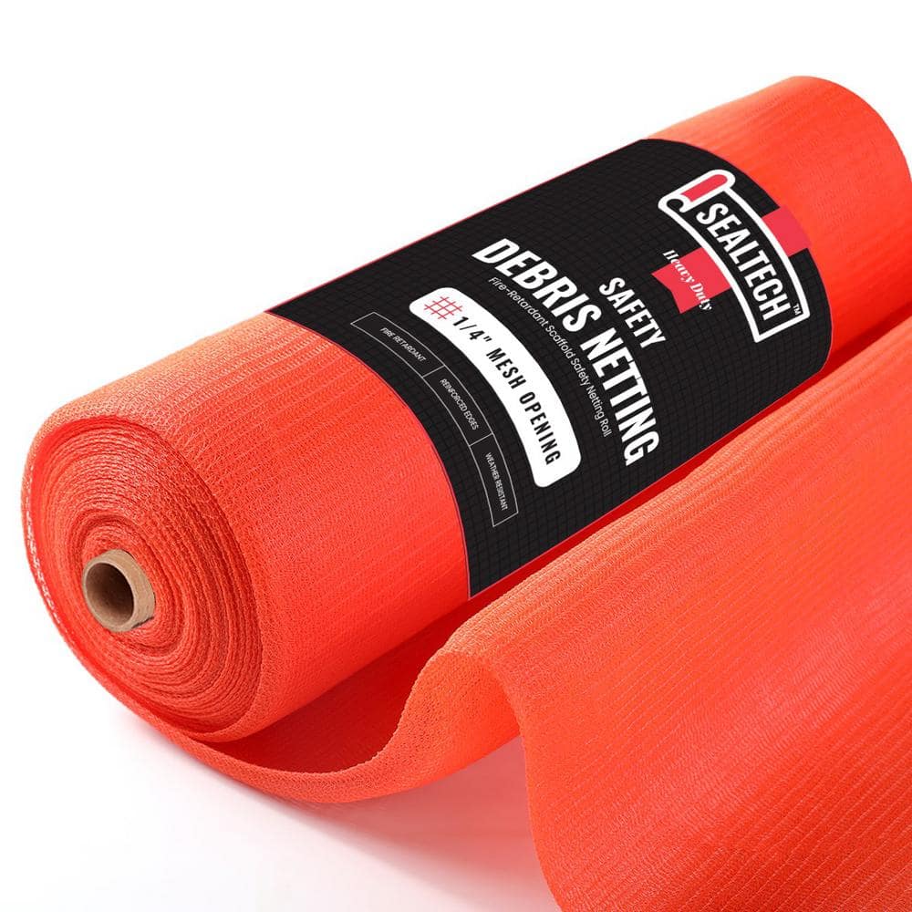 SEALTECH Orange-5 ft. X 150 ft. Debris Netting Rolls - Fire Retardant ...