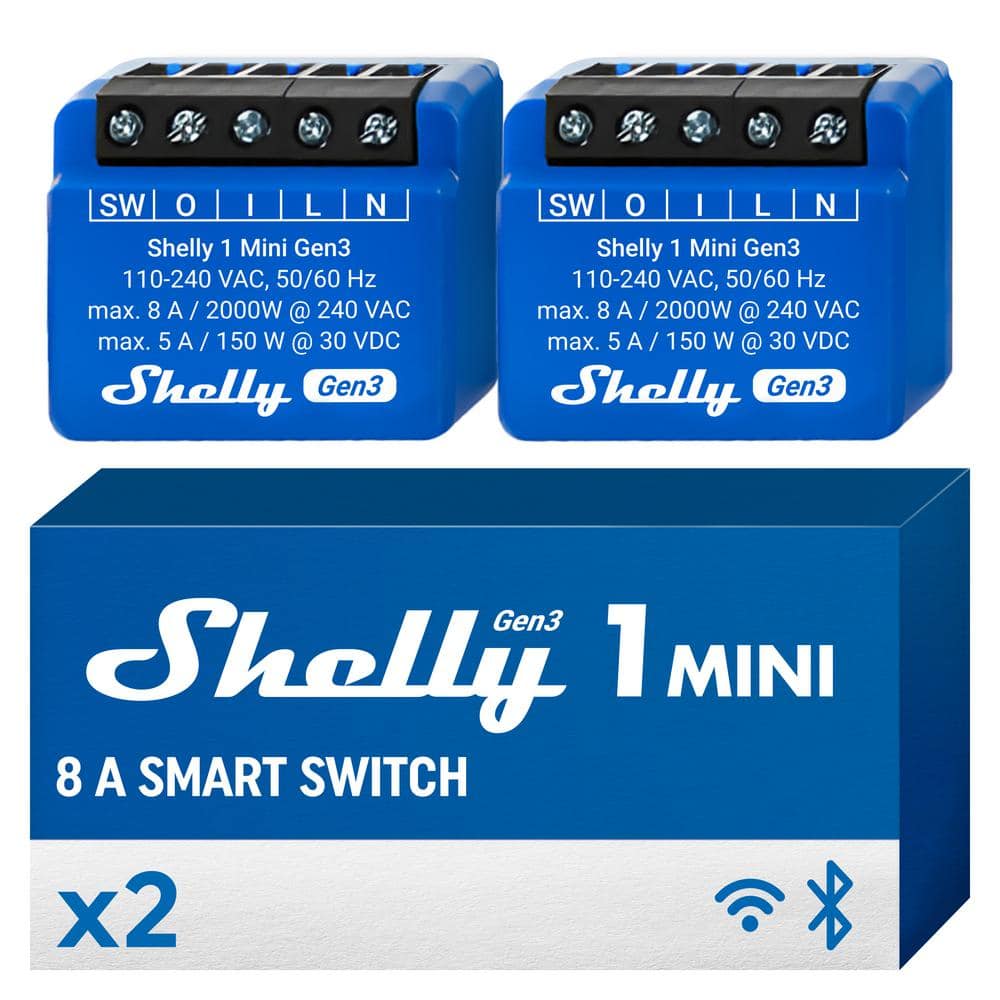 Shelly 1 Mini Gen3, WiFi and Bluetooth Smart Switch Relay, 1 Channel 8 ...