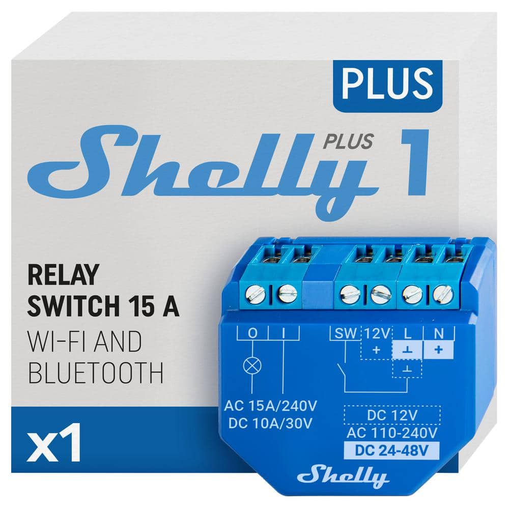 Shelly Plus 1 UL, 15A, WiFi and Bluetooth Smart Relay Switch with Dry ...