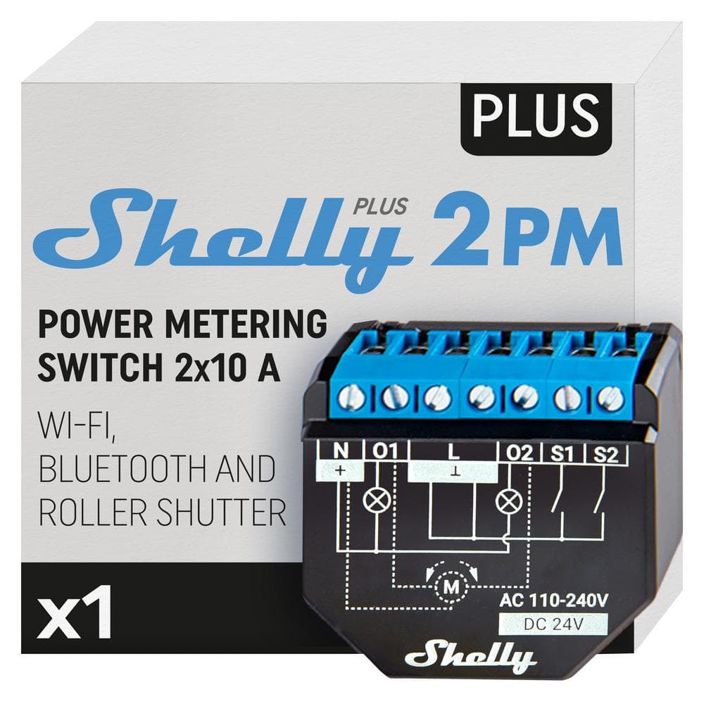 Shelly Plus 2PM UL, WiFi and Bluetooth 2 Channels Smart Relay Switch w ...