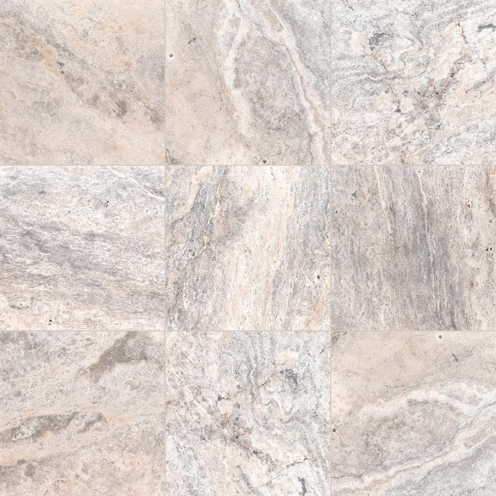 MSI Silver 2 cm. x 16 in. x 16 in.Tumbled Travertine Paver Tile (11.78 ...