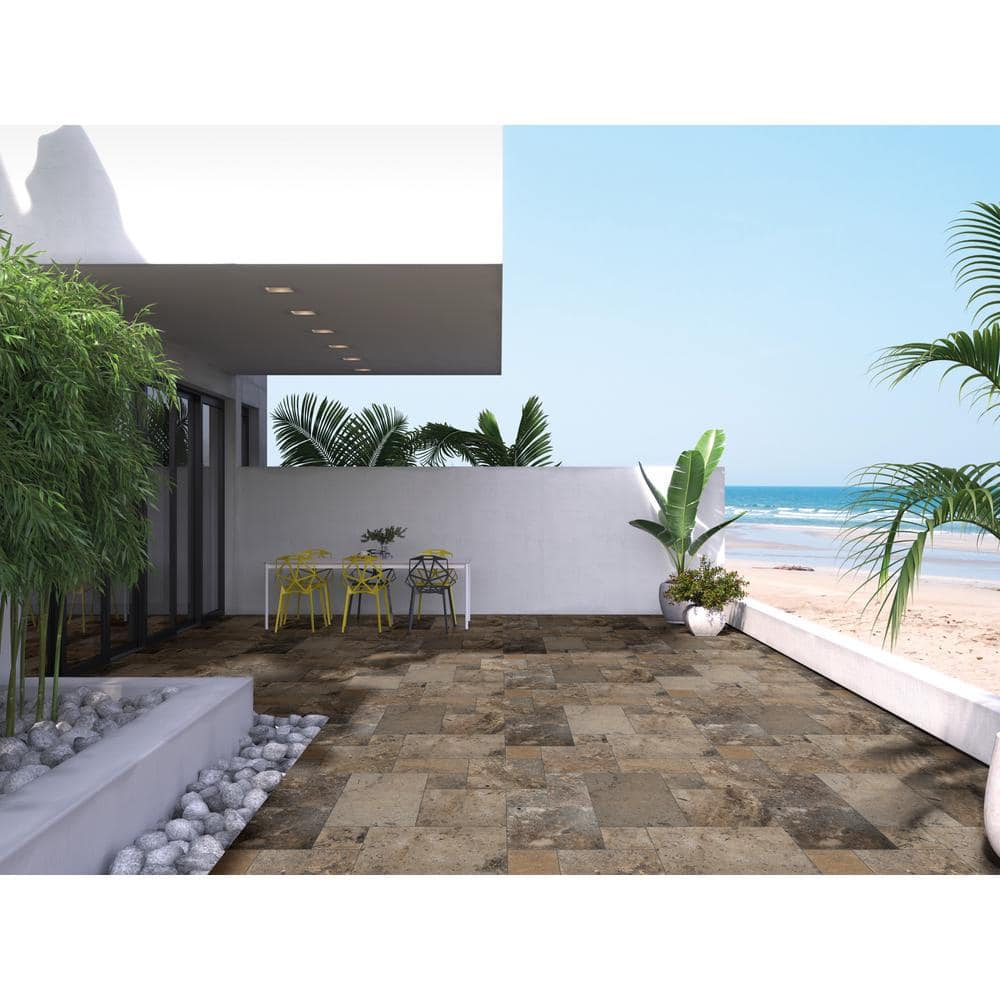 MSI Silver 10 Piece Tumbled Travertine Paver Tile Kit (160 Sq. ft. / P ...