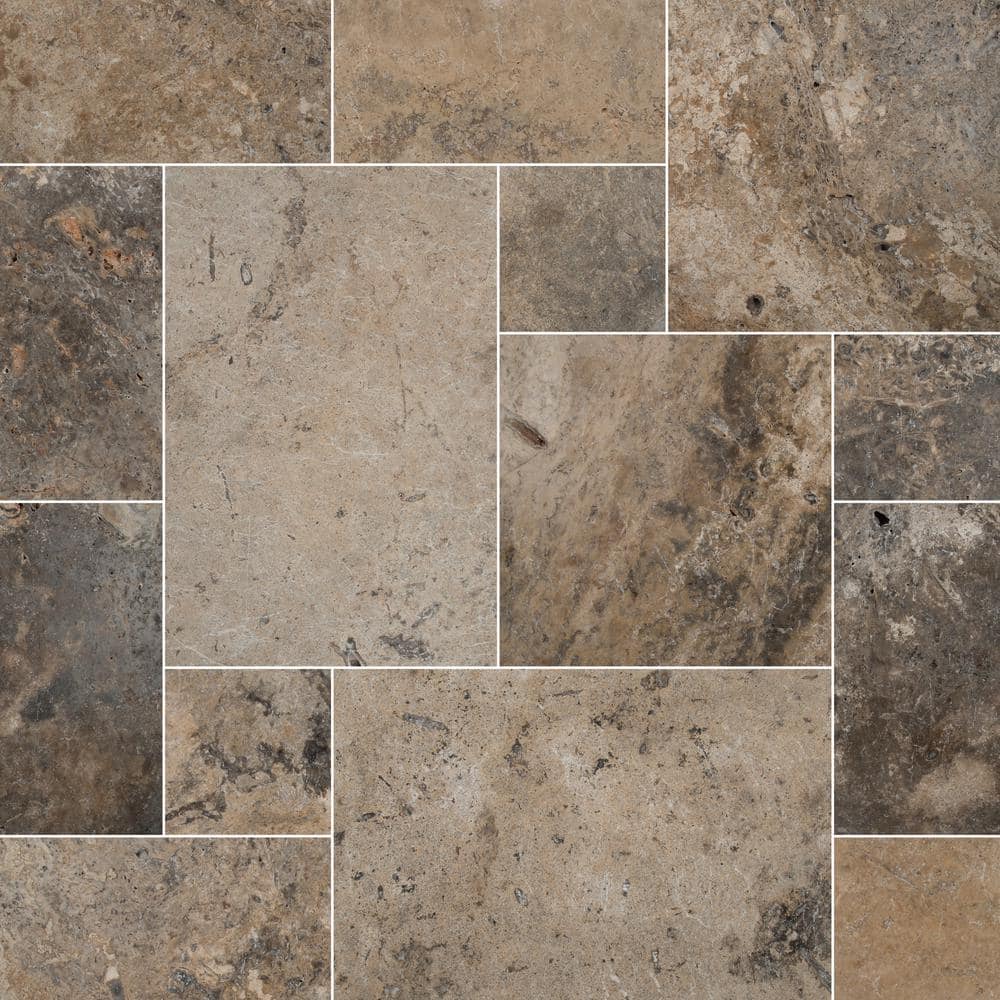 MSI Take Home Tile Sample - Silver Pattern 6 in. x 6 in. Tumbled Trave ...