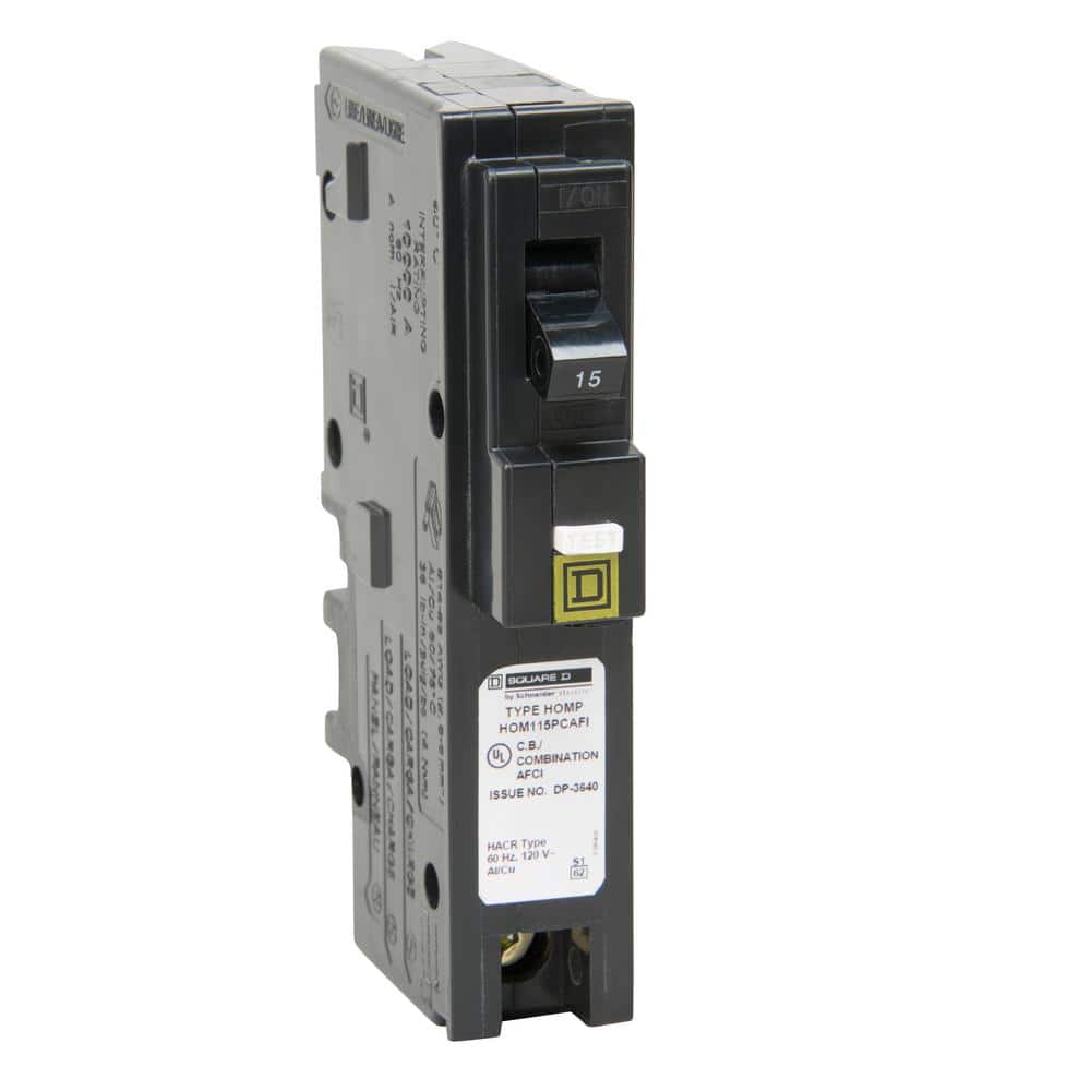 Square D Homeline 15 Amp Single-Pole Plug-On Neutral Combination Arc F ...