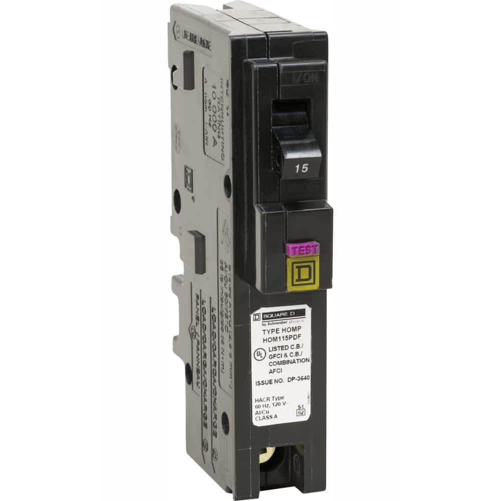 Square D Homeline 15 Amp Single-Pole Plug-On Neutral Dual Function (CA ...