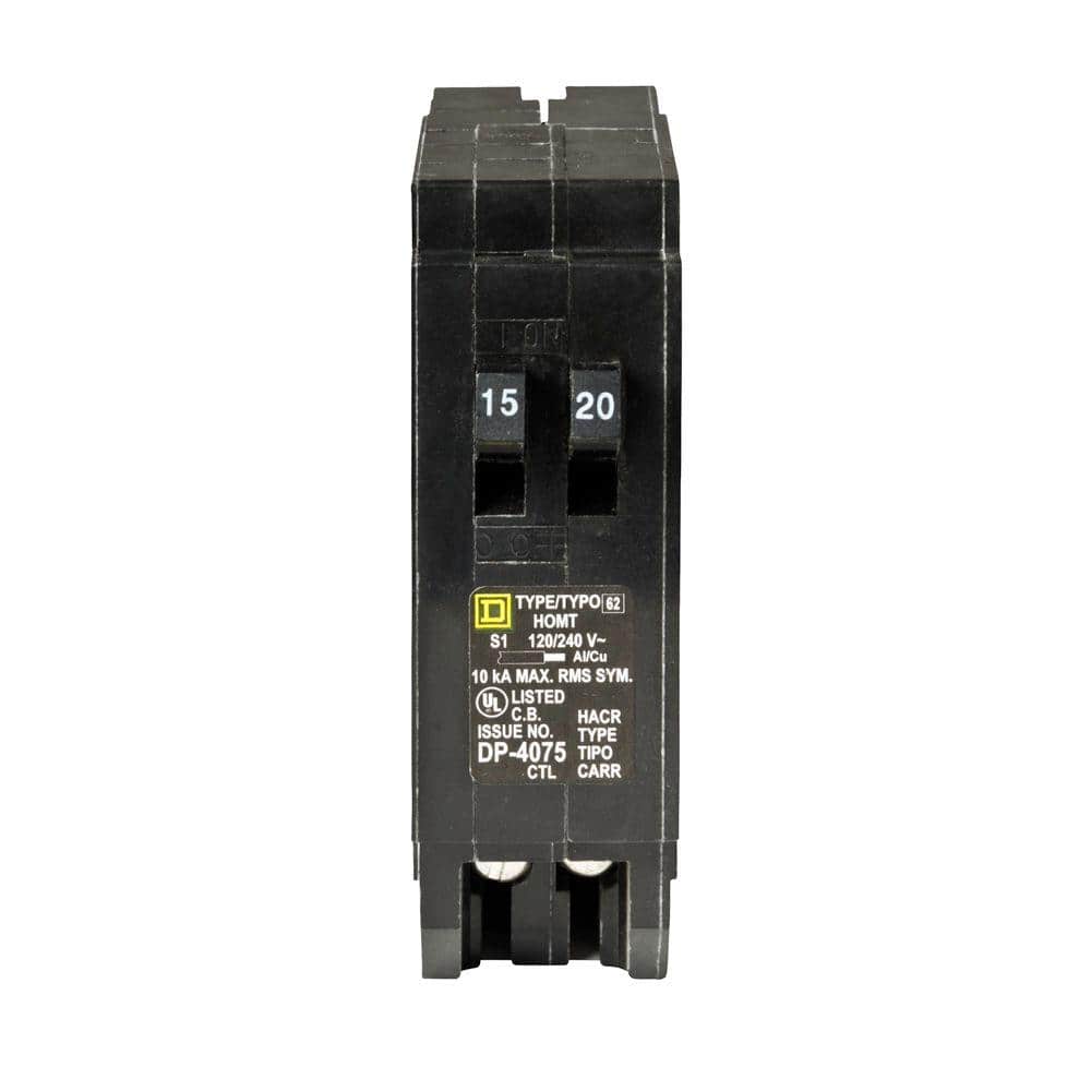 Square D Homeline 15 Amp/20 Amp Single-Pole Tandem Circuit Breaker, HO ...