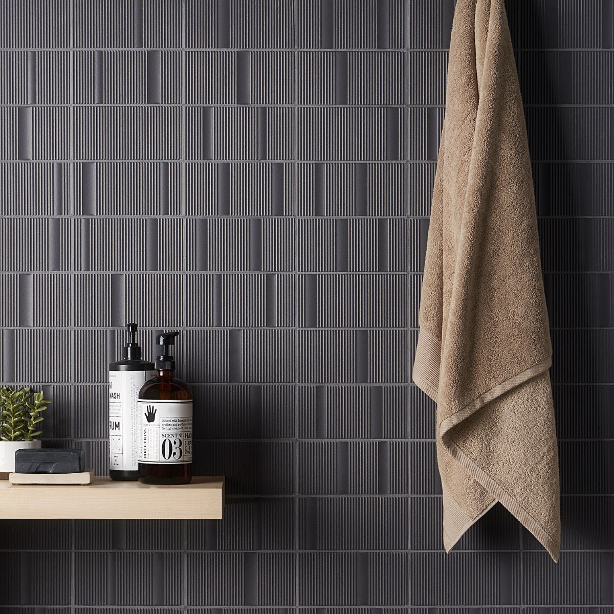 Division Antracite Black 8x16 Fluted Matte Ceramic Wall Tile – Super Arbor