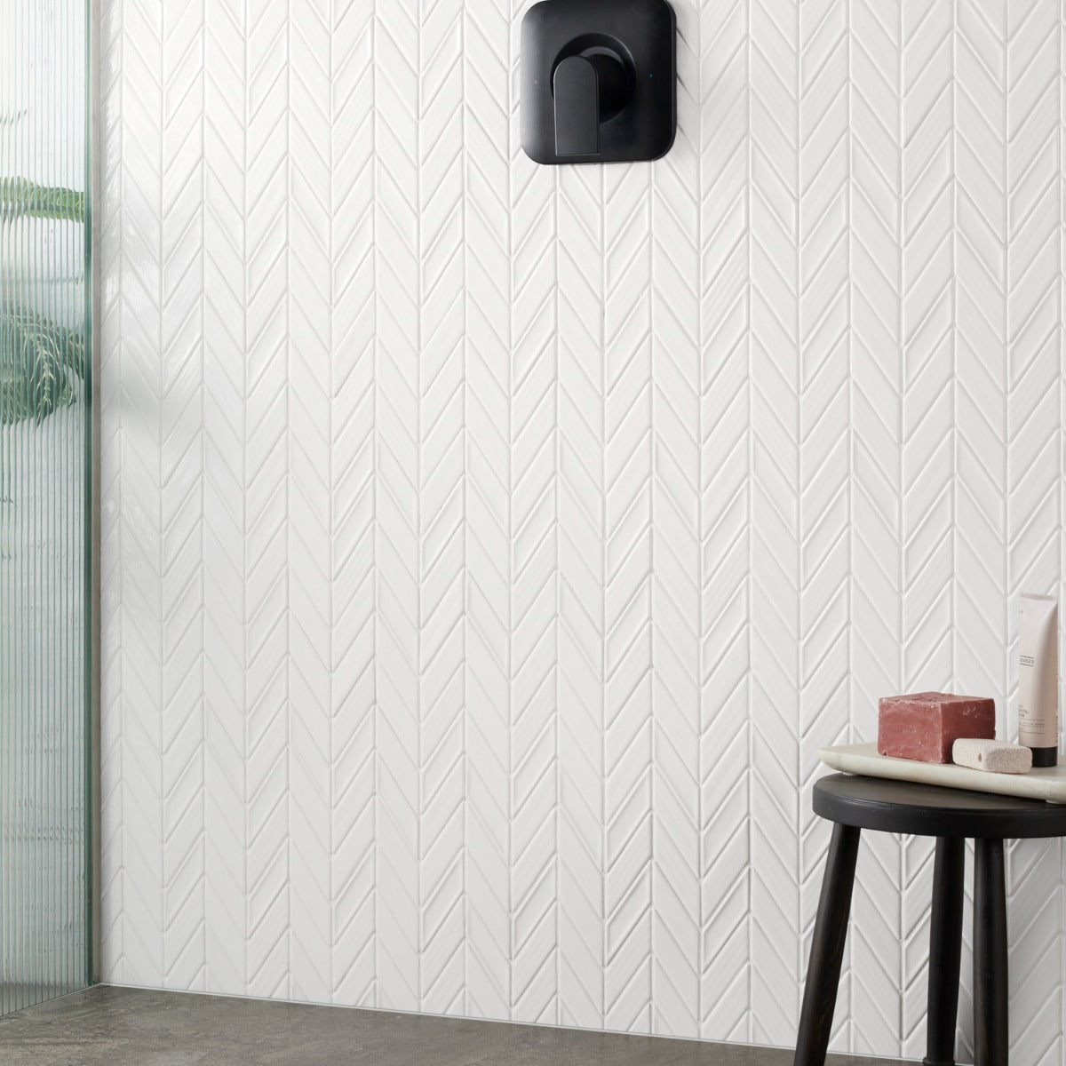 Brookline Chevron Cloud White 1x5 Glossy Ceramic Mosaic Tile – Super Arbor