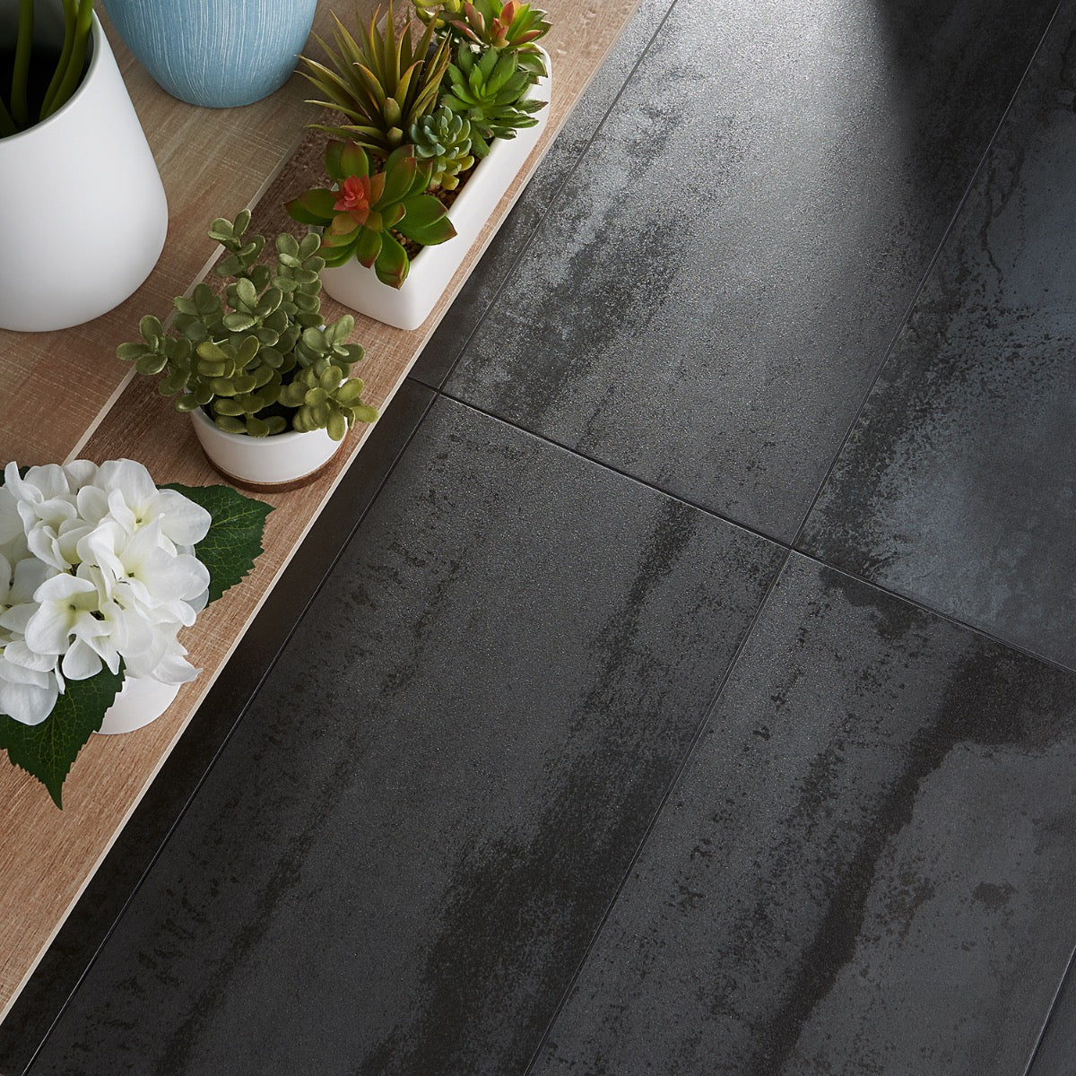 Hewlett Black Matte Porcelain Tile 12x24 - Lux Tile – Super Arbor