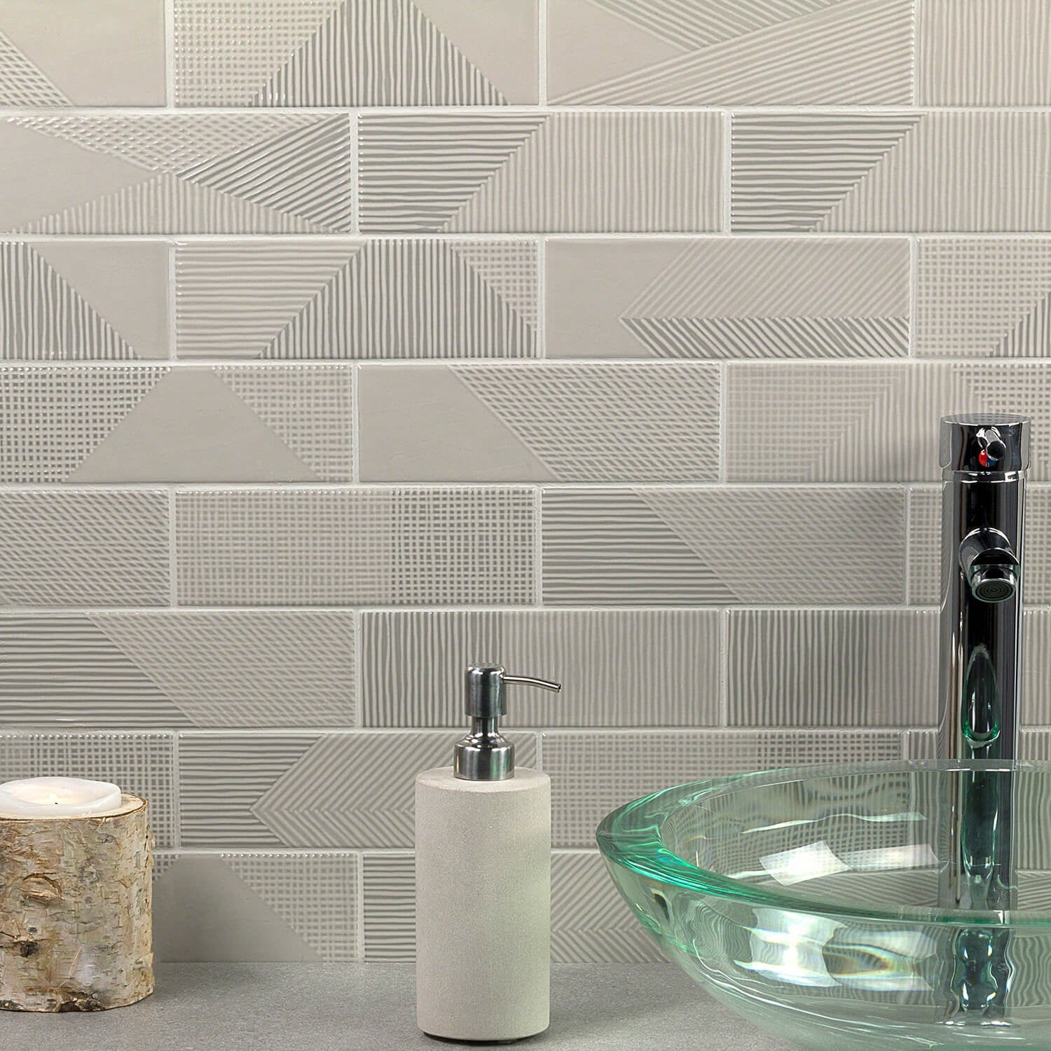 Lux Tile Enigma Gray Pearl 2x8 Textured Polished Ceramic Subway Tile ...
