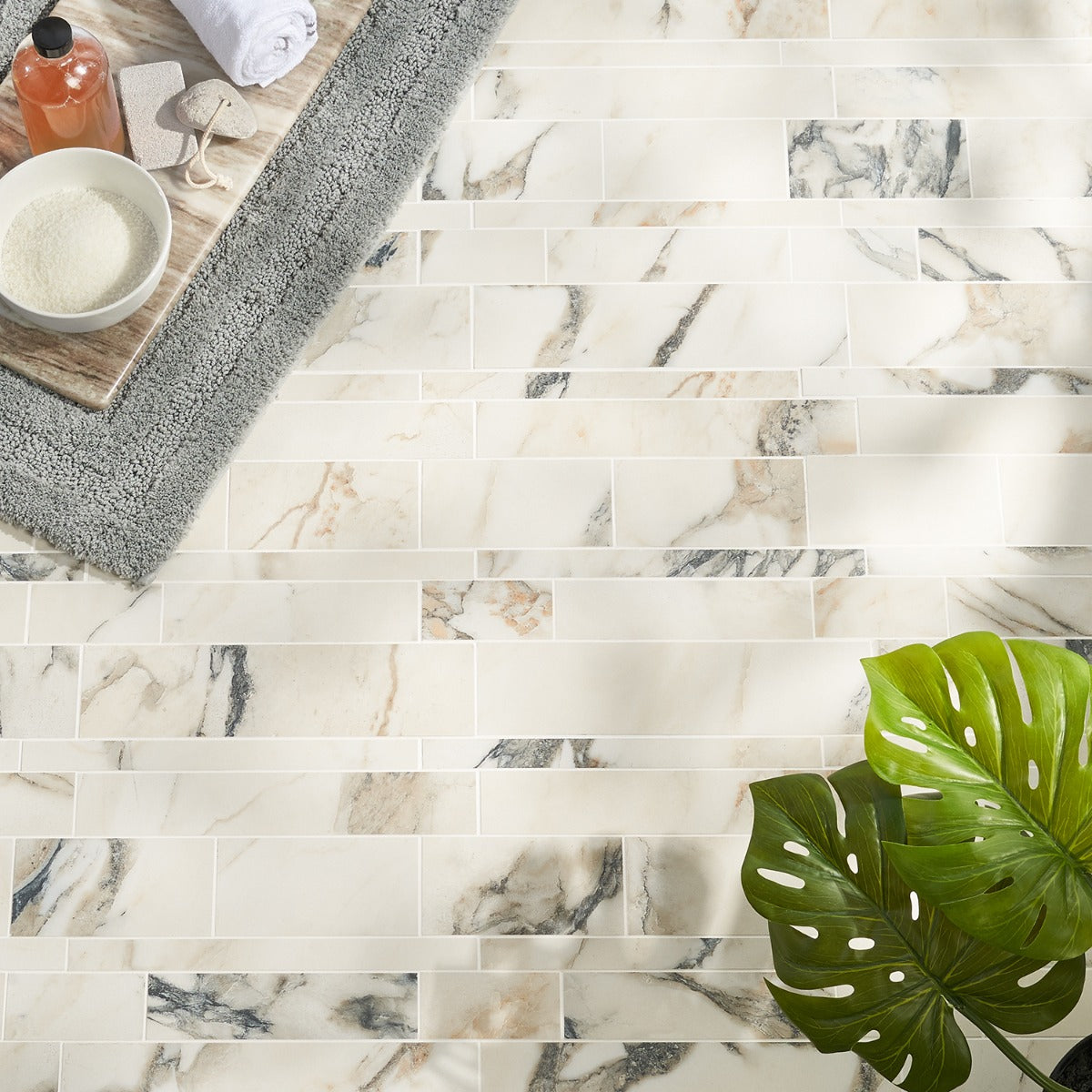 Dreamstone Calacatta Rustico Beige Railroad Matte Porcelain Mosaic Til ...