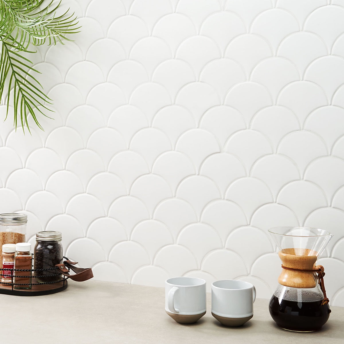 Highwater Blanco White 5" Fish Scale Matte Ceramic Wall Tile – Super Arbor