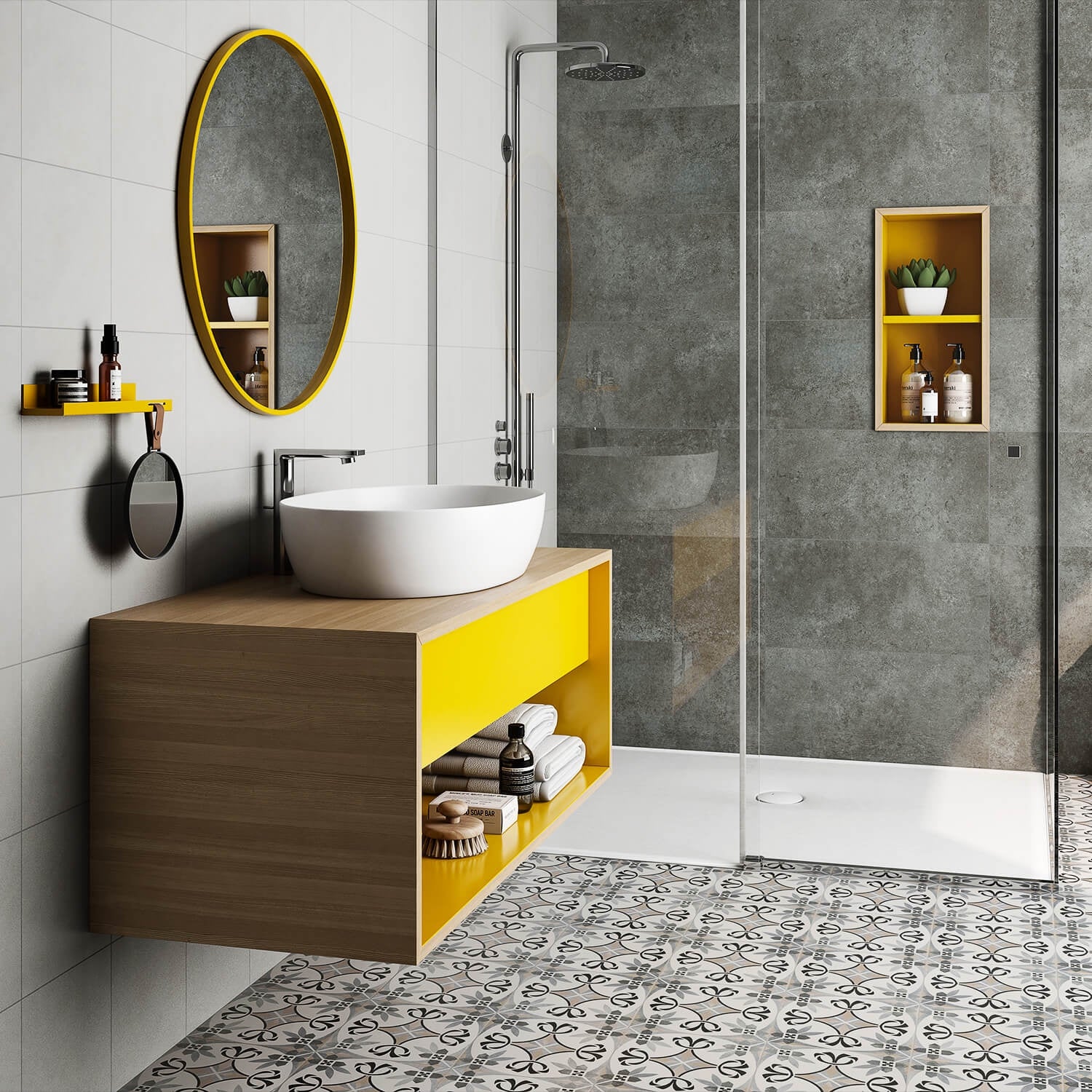 Bella Royale Gray 9x9 Matte Porcelain Tile - Encaustic Look – Super Arbor