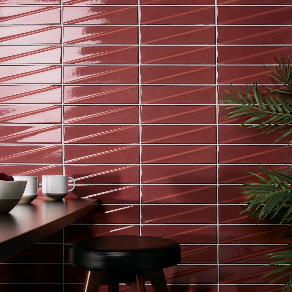 Axelle Ruby Red 3D Glossy Ceramic Subway Tile - 3x12 – Super Arbor