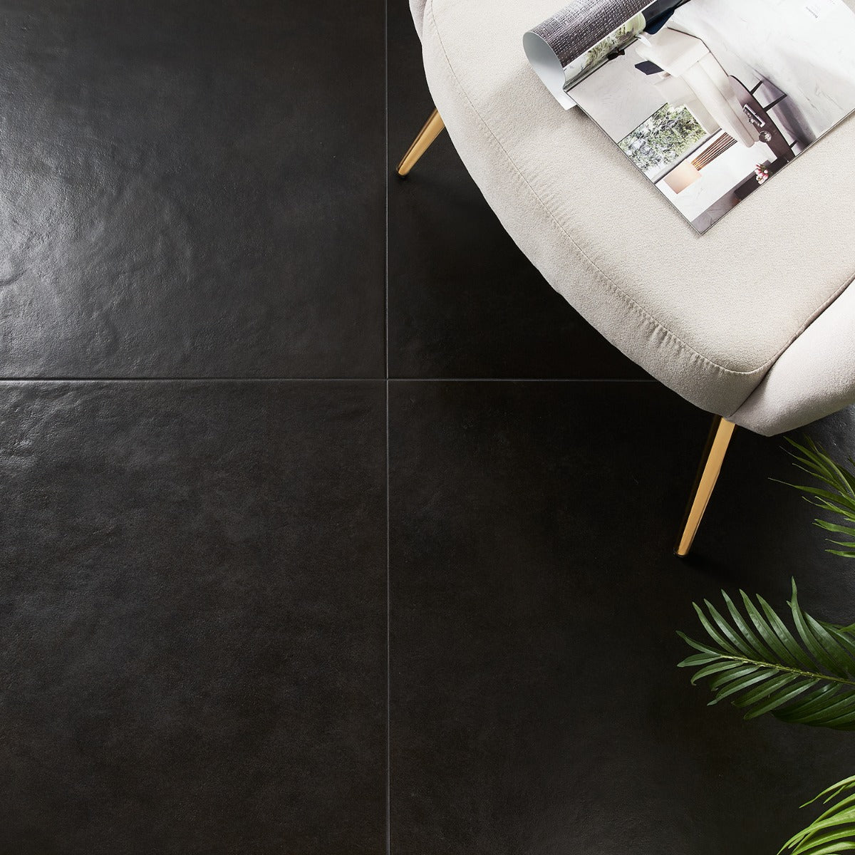 Rethink Leather Black 24x24 Matte Porcelain Tile by Lux Tile – Super Arbor