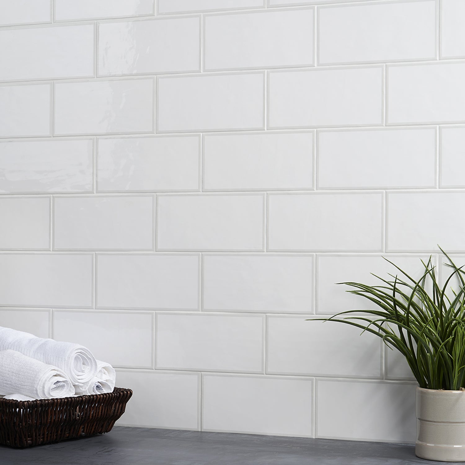 Bellami Framed Bianco White 5x10 Glossy Ceramic Subway Tile - Lux Tile ...