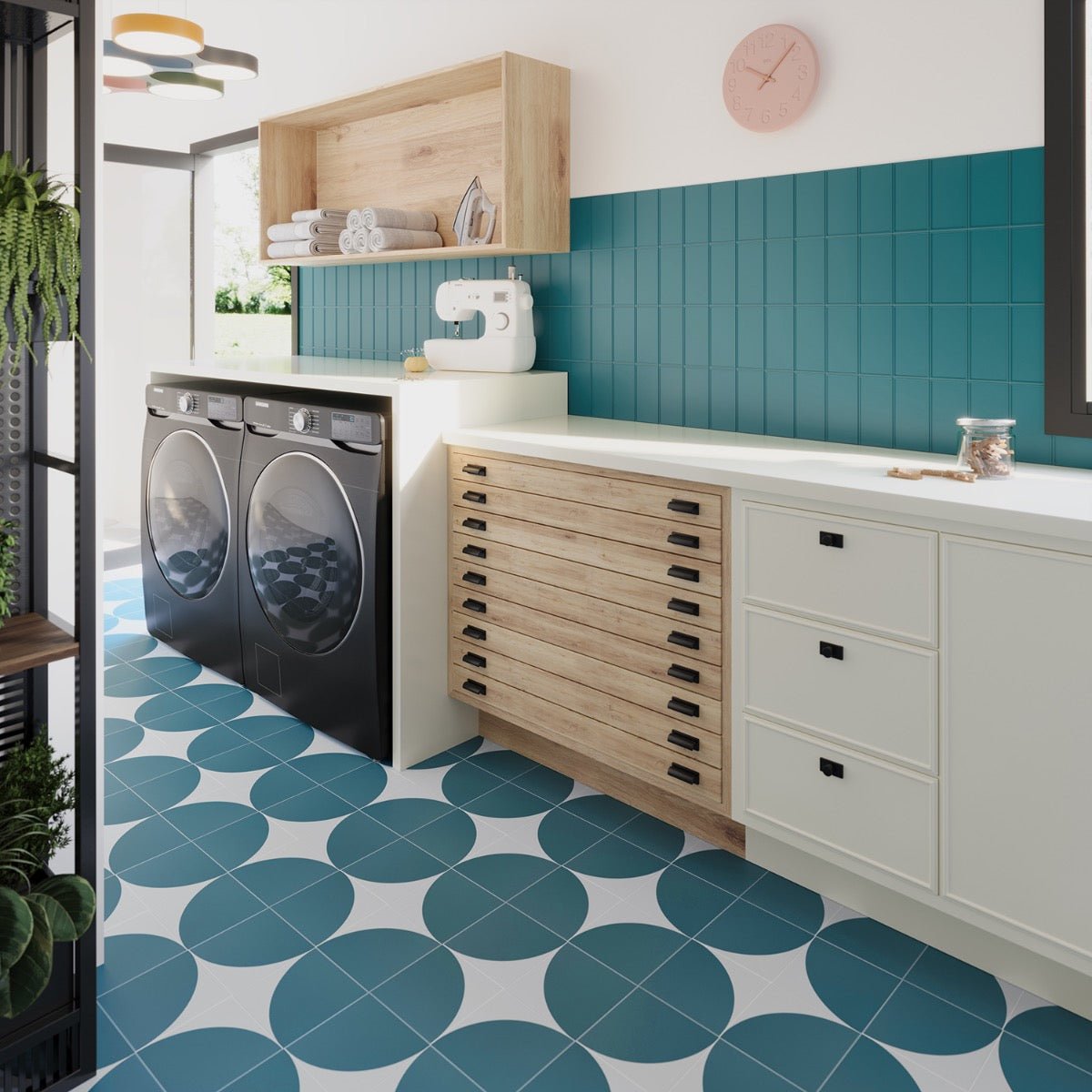 Stacy Garcia Maddox Frame Teal Blue 4x8 Matte Ceramic Subway Wall Tile ...